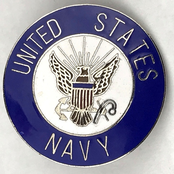 Accessories | Us Navy Lapel Pin Vintage Blue Gold Eagle Emblem Military ...